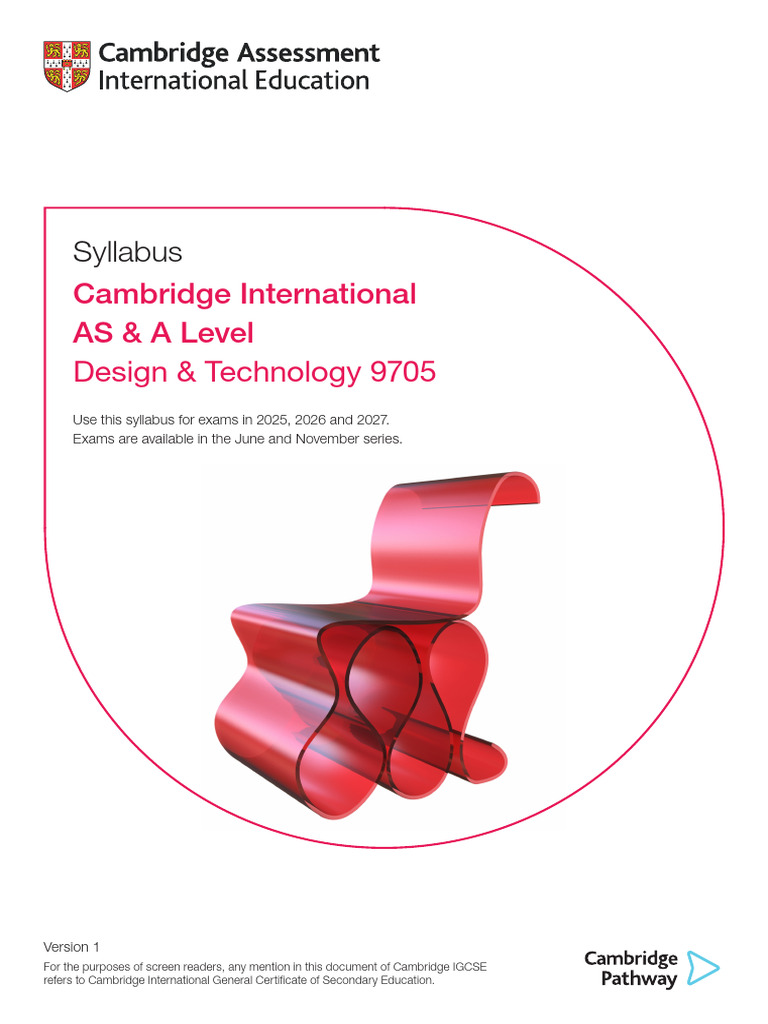 Syllabus: Cambridge International AS & A Level Design & Technology 9705 ...