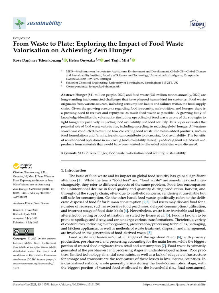 From Waste To Plate - Exploring The Impact of Food Waste Valorisation ...