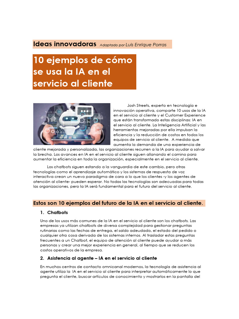 IA en El Servicio Al Cliente | PDF | Respuesta de Voz Interactiva ...