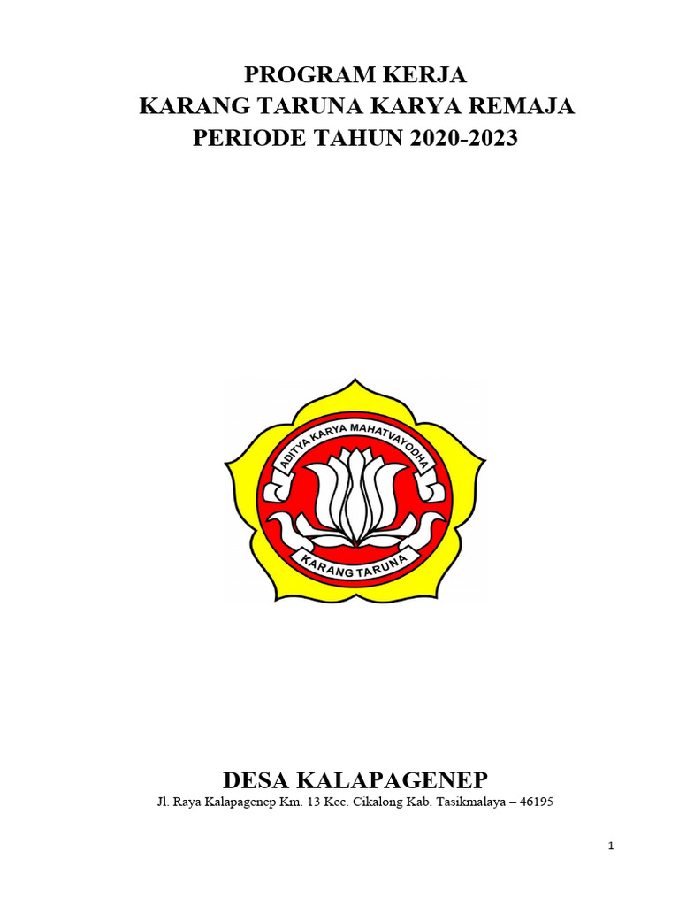 PROGRAM KERJA Karang Taruna Desa Kalapagenep 2020 | PDF