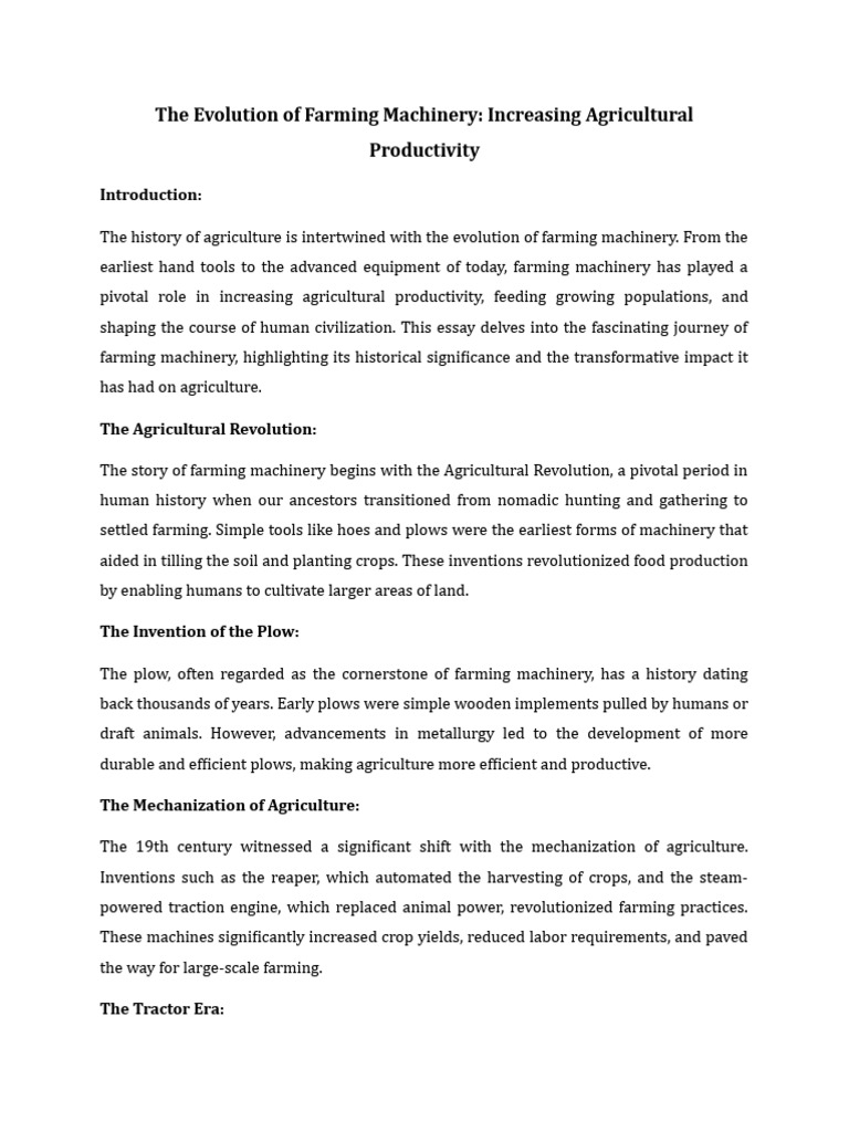 The Evolution of Farming Machinery | PDF | Agricultural Machinery ...
