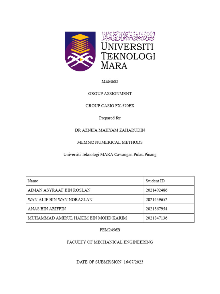 MEM682 Group Assignment March 2023 | PDF | Stress (Mechanics) | Deformation (Engineering)