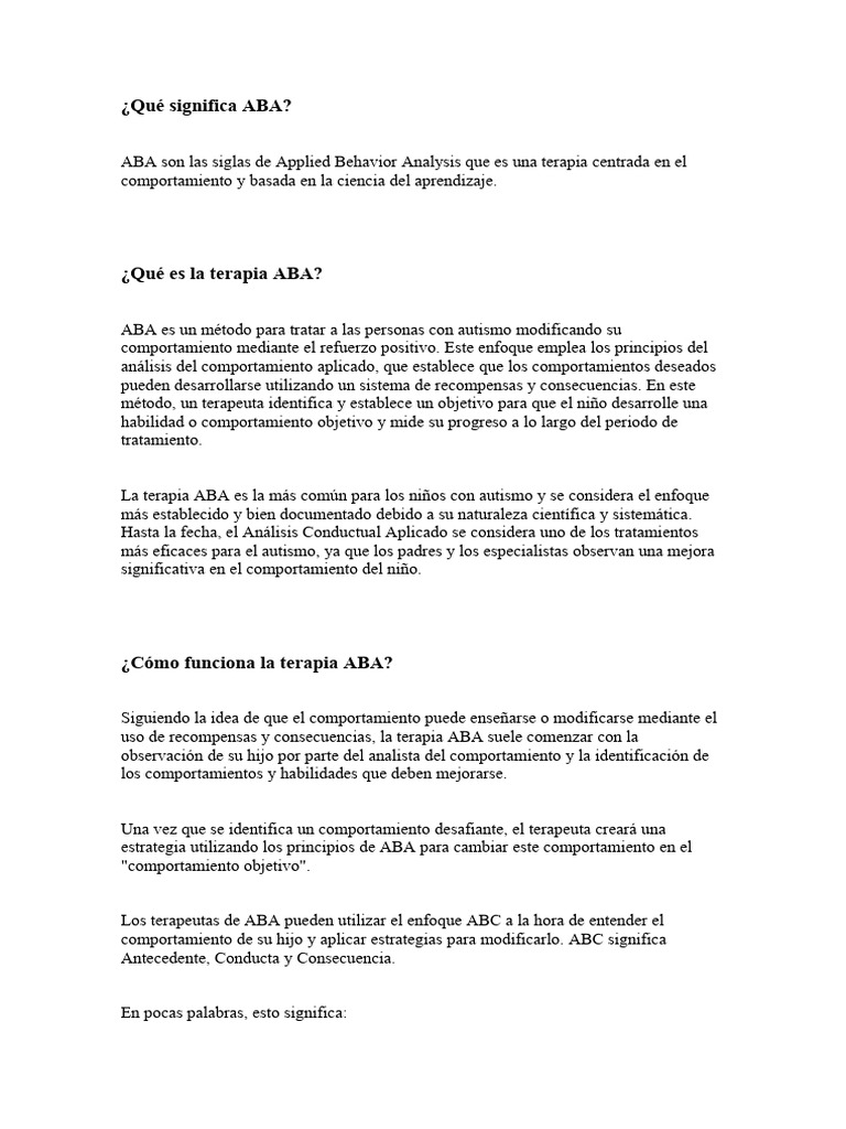 Qué Significa ABA | PDF | Espectro autista | Aprendizaje
