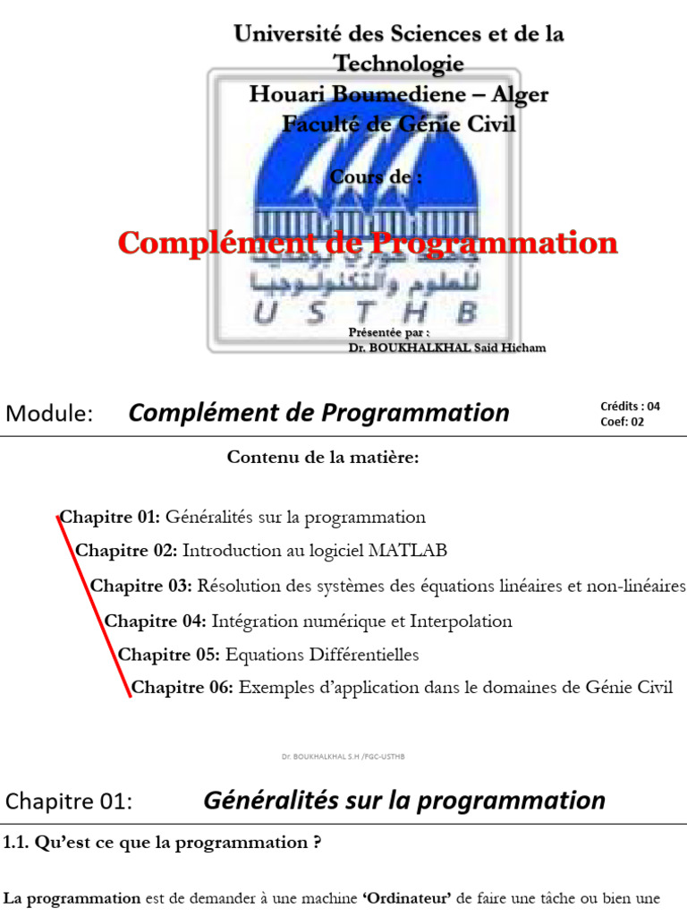 Chapitre 1 - Généralités Sur La Programmation | PDF | Programmation informatique | Algorithmes