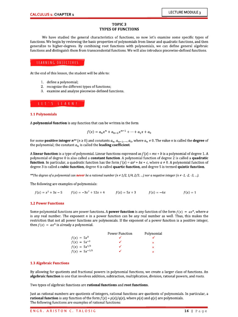 Module 3 - Types of Functions | PDF