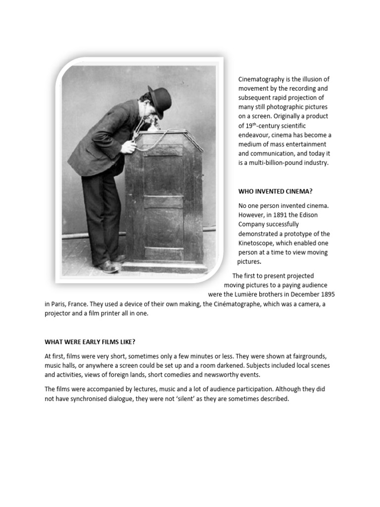 Origin of Cinema | PDF | Cinematography | Video