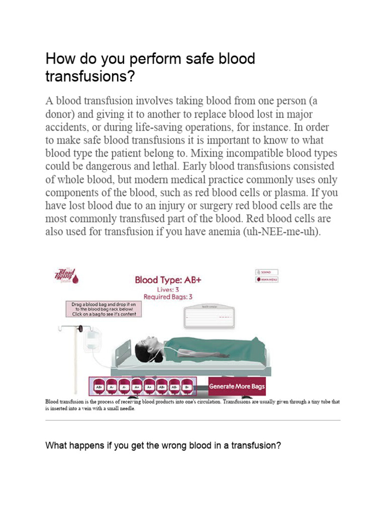 How Do You Perform Safe Blood Transfusions | PDF | Blood Type | Blood ...