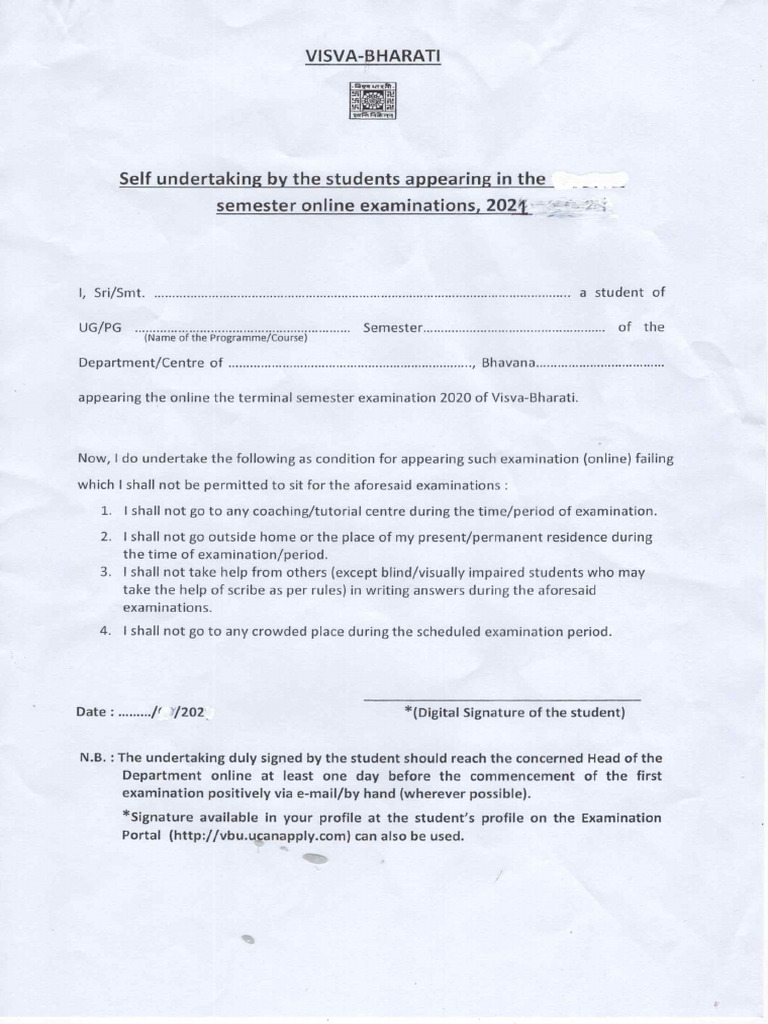 Self Undertaking Form | PDF