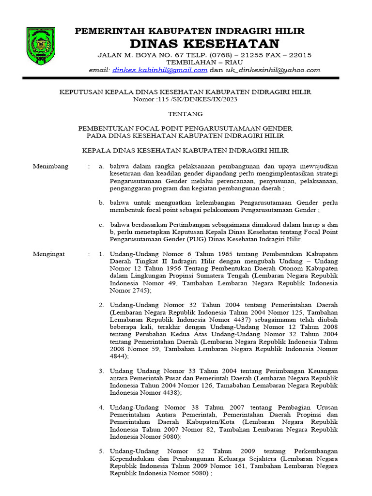 SK Pengarusutamaan Gender 2023 | PDF