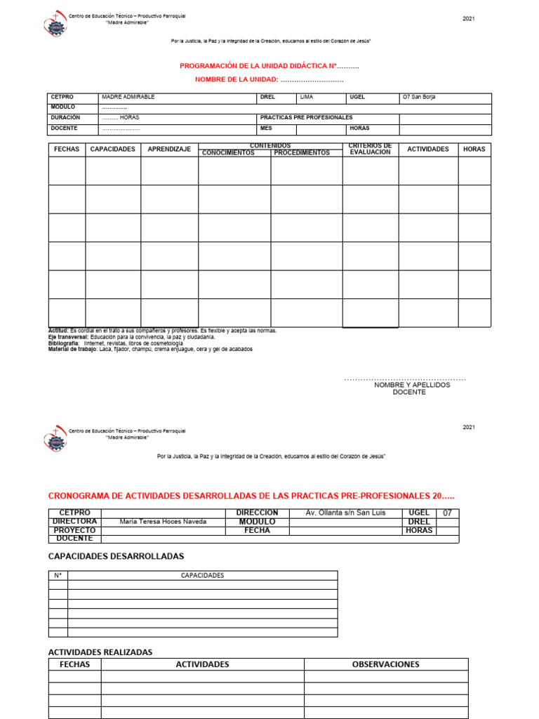 Formato de Unidad Mensual | PDF