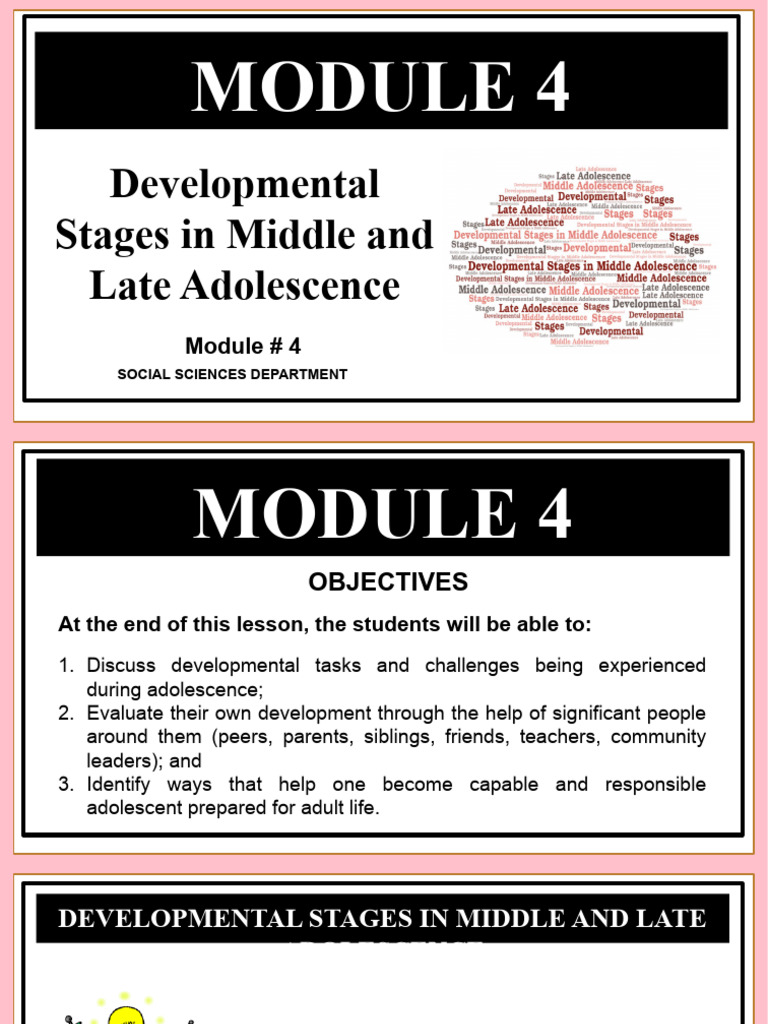 Lesson 3 - Developmental Stages in Middle Adolescence | PDF ...