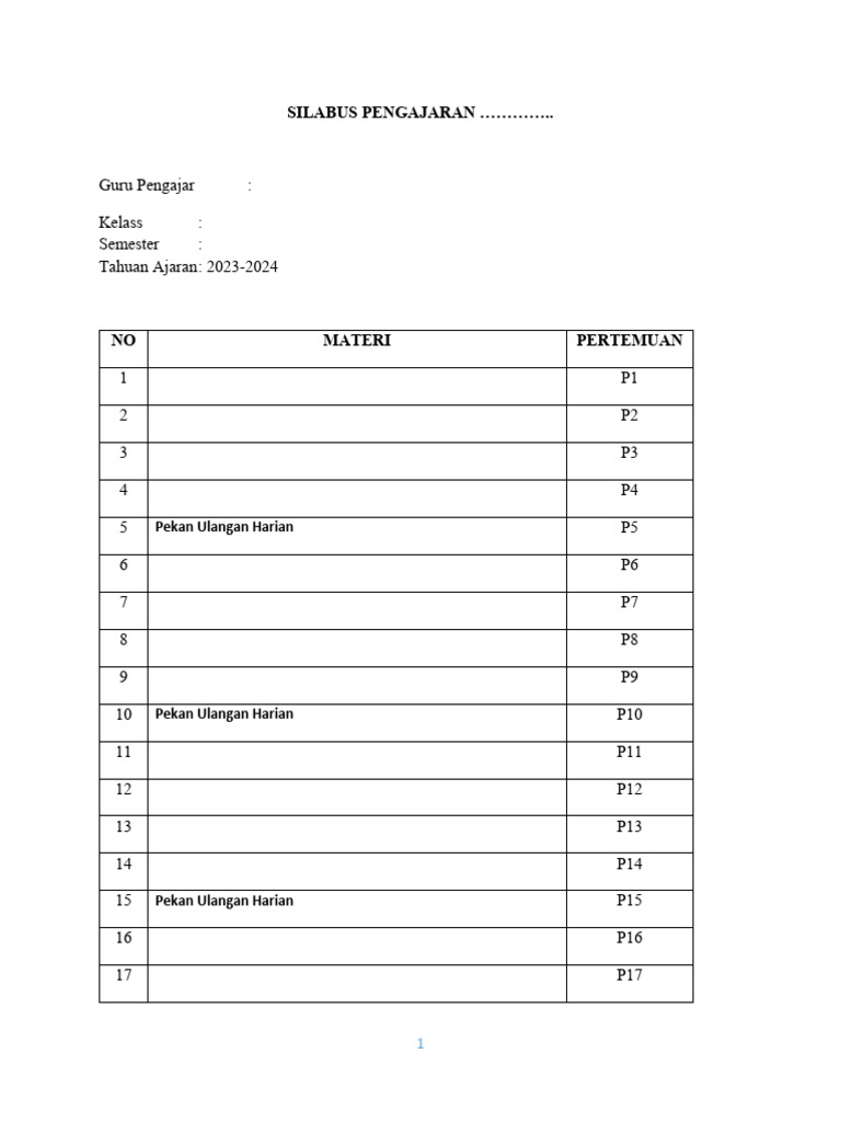 Form Silabus 2324 | PDF