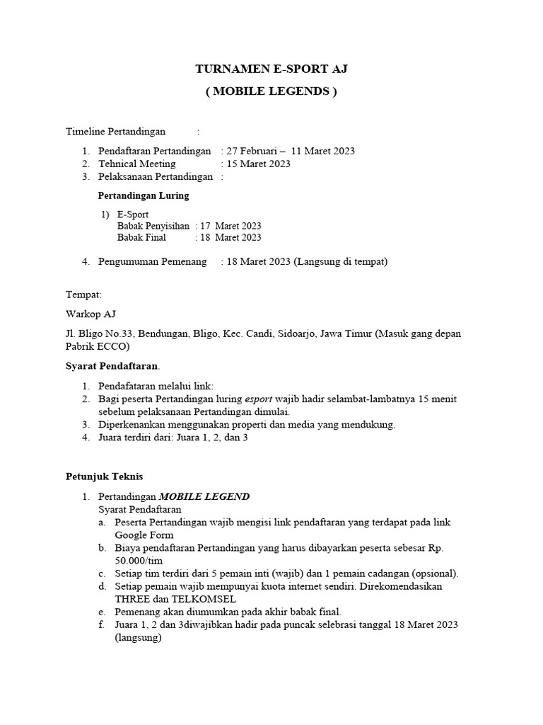 Teknis Turnamen Aj Fix | PDF