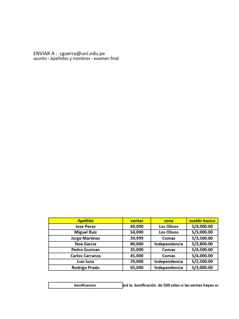 Examen Final - Excel Basico | PDF