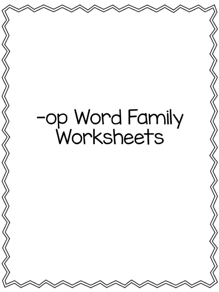 Op Word Family Worksheets A | PDF