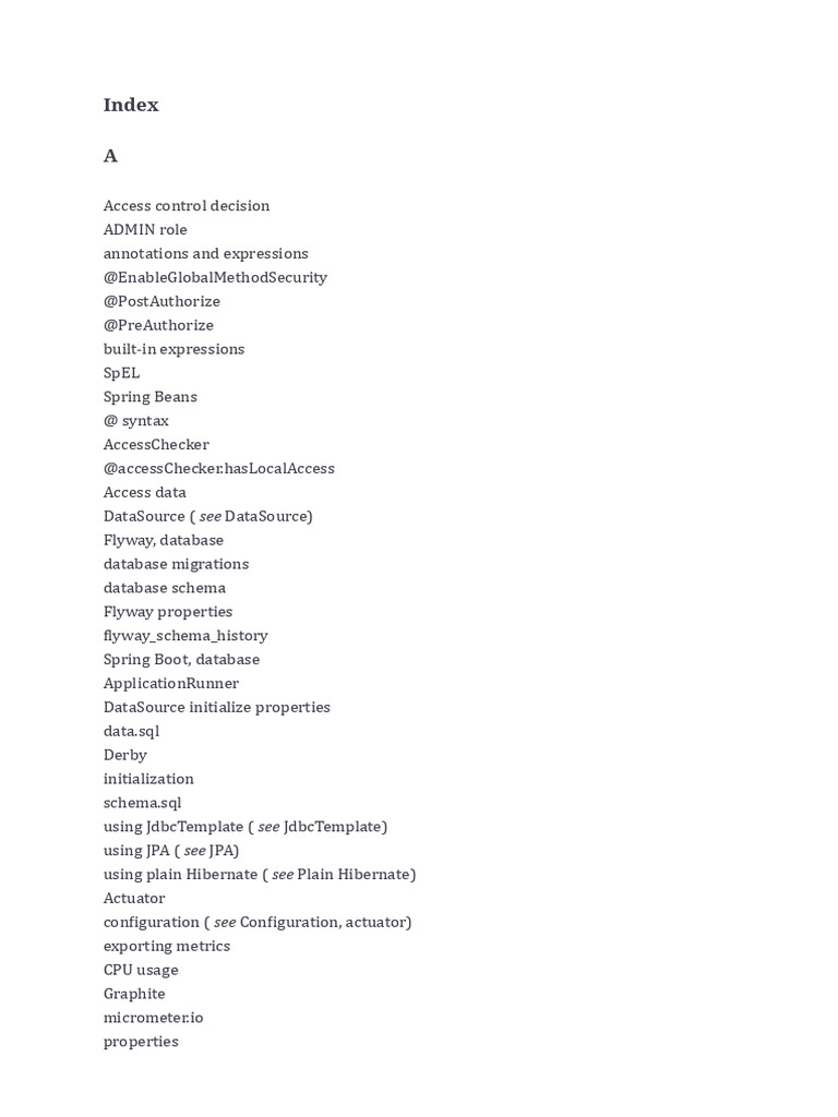 Back Matter Spring Boot 2 Recipes A Problem-Solution Approach | PDF | Spring Framework | Databases