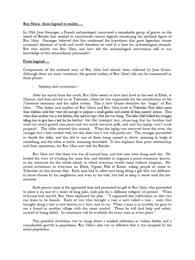 Roy Mata From Legend to Reality | PDF | Burial