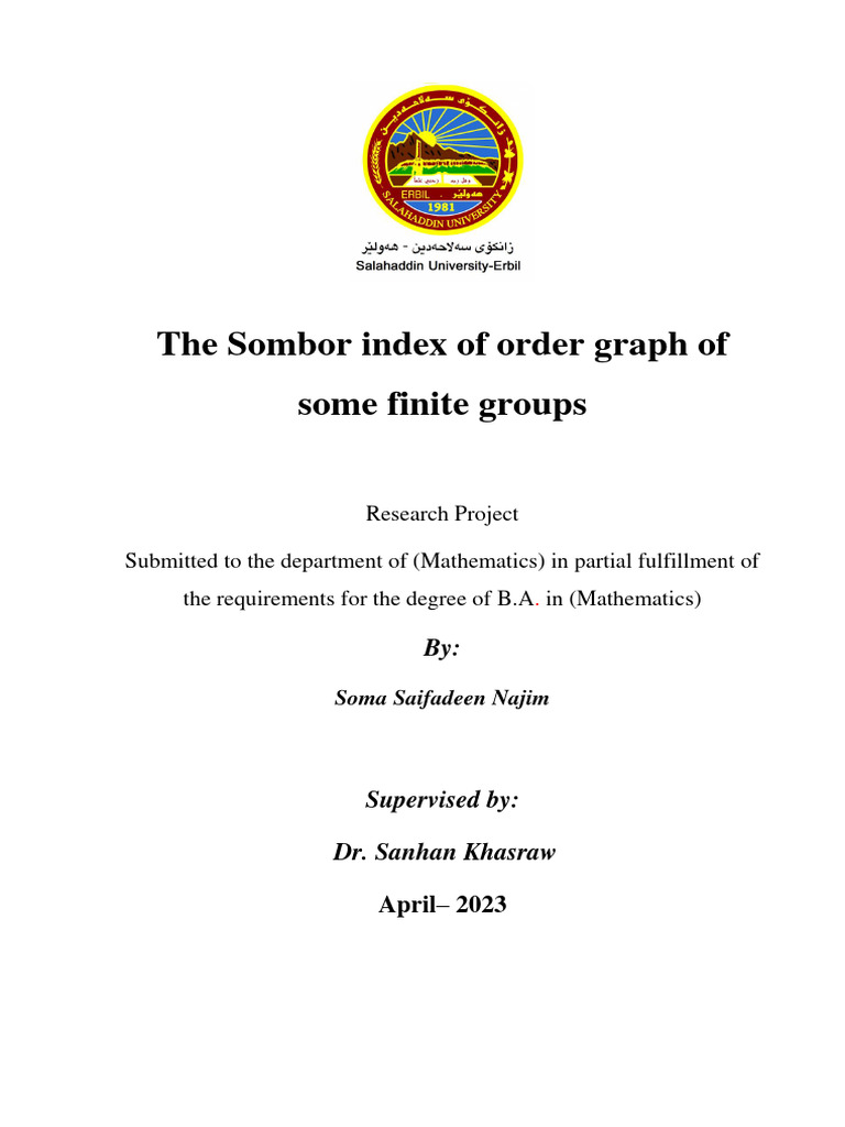 The Sombor Index of Order Graph of Some Finite Groups - Soma Saifadeen Najim | PDF