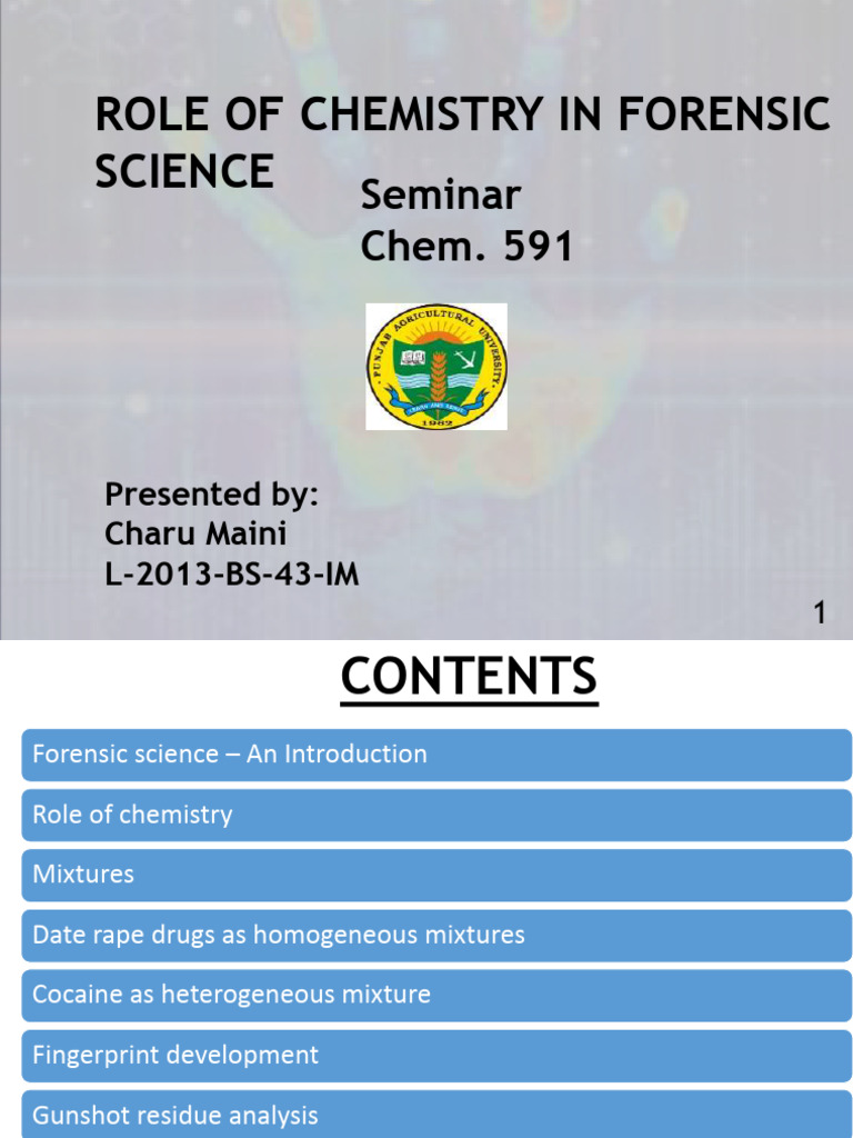 Role of Chemistry On Forensic Science | PDF | Chemical Reactions | Mixture
