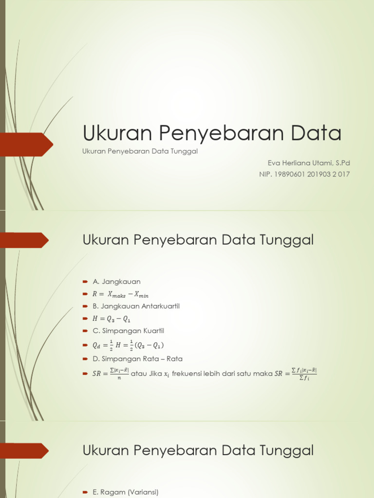 MATEMATIKA Ukuran Penyebaran Data Tunggal | PDF
