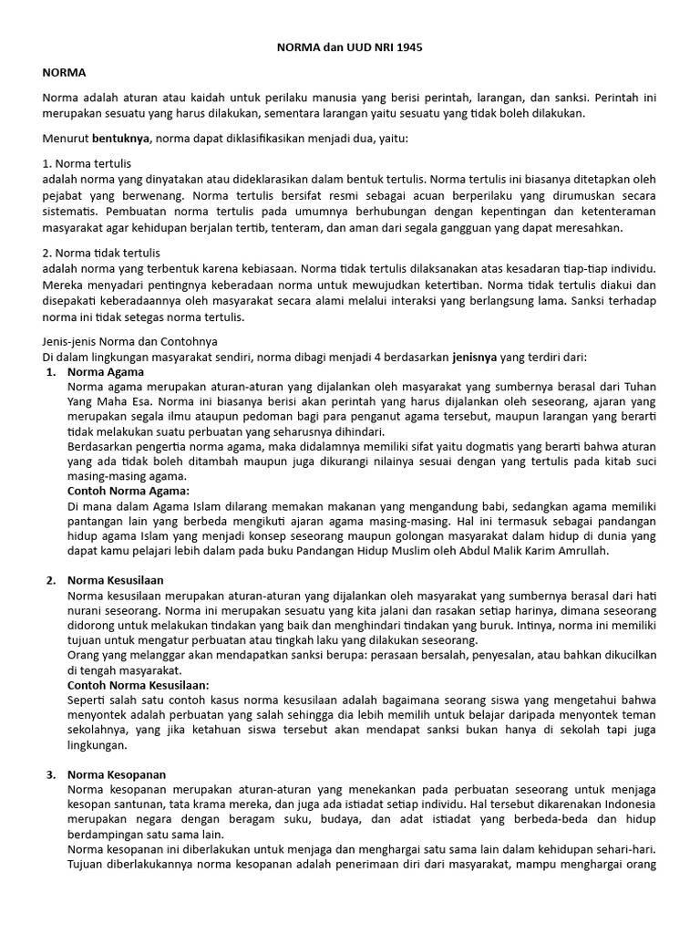 NORMA Dan UUD NRI 1945 | PDF