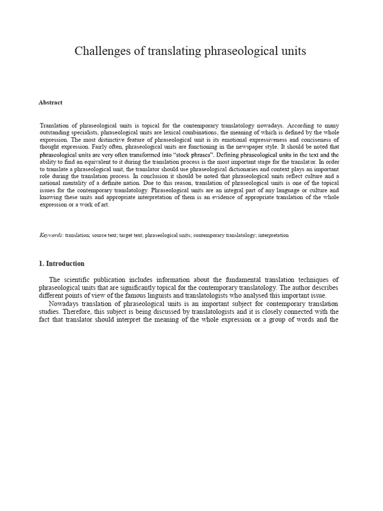 Lecture 8 - Challenges-Of-Translating-Phraseological-Units | PDF ...