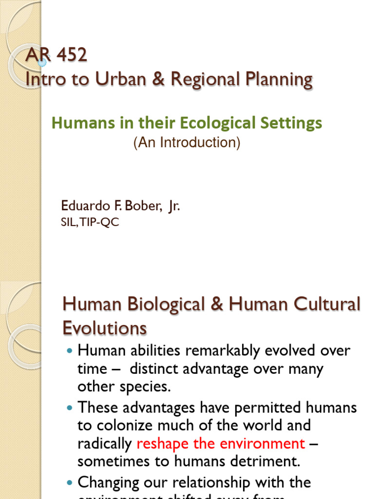 Plan3 Lecture 1 Humans Ecological Settings | PDF