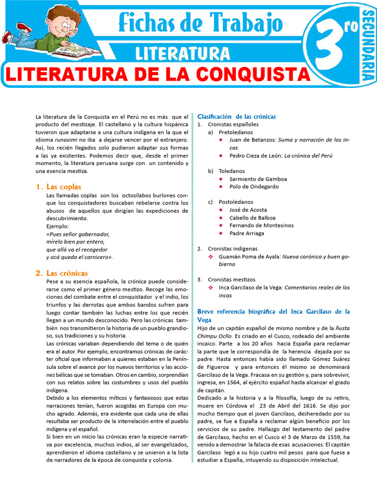 Literatura de La Conquista para Tercer Grado de Secundaria | PDF ...