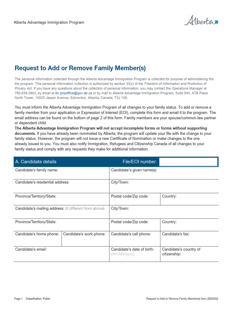 lbr-aaip-add-remove-family-member-form | PDF | Justice | Crime & Violence