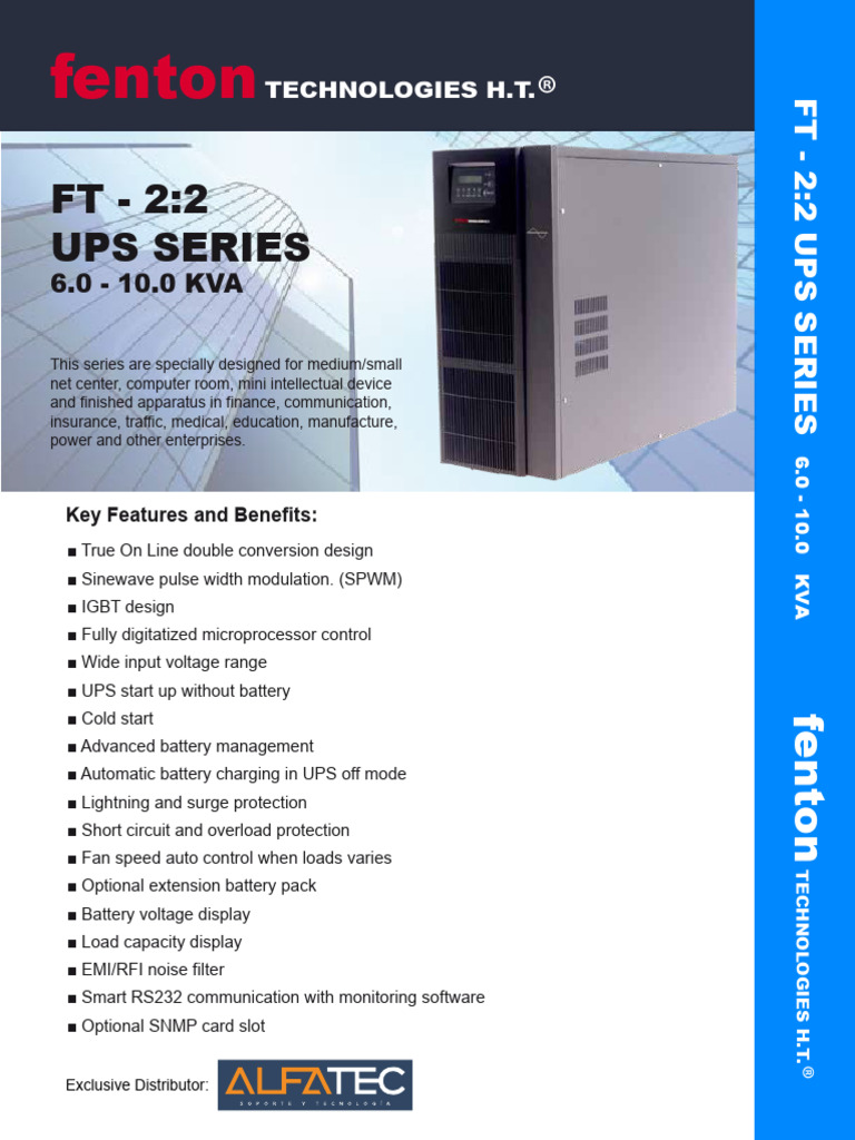 Fenton FT 2.2 Series 6 10kva | PDF | Physical Quantities | Computing