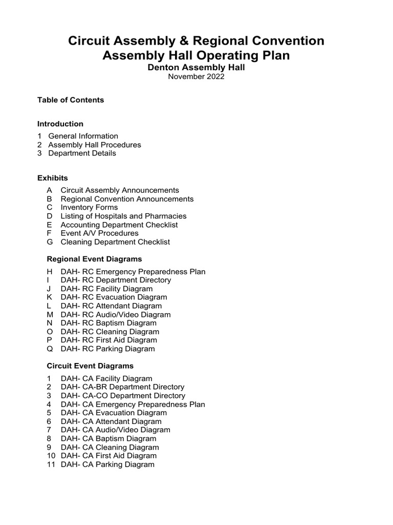 Denton Assembly Hall Operating Plan | PDF