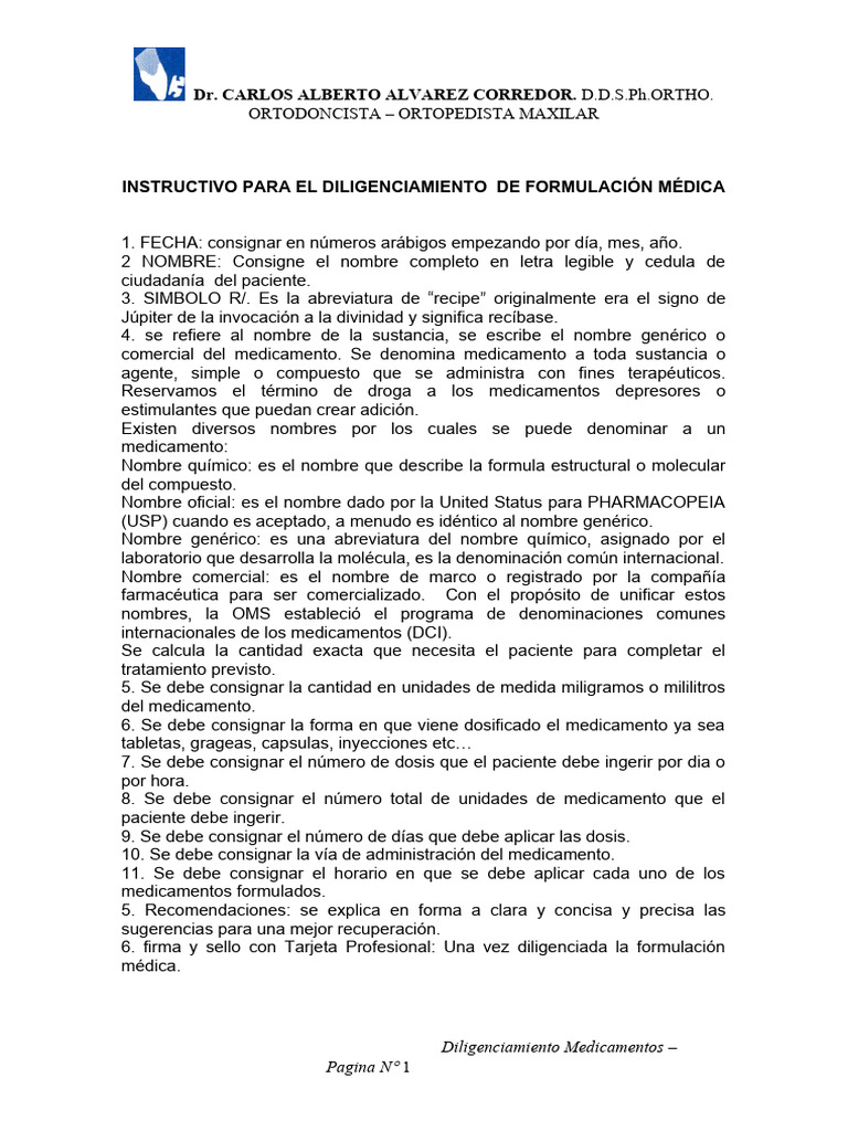Instructivo para El Diligenciamiento de Formulación Médica | PDF ... Instructivo para El Diligenciamiento de Formulación Médica | PDF ...