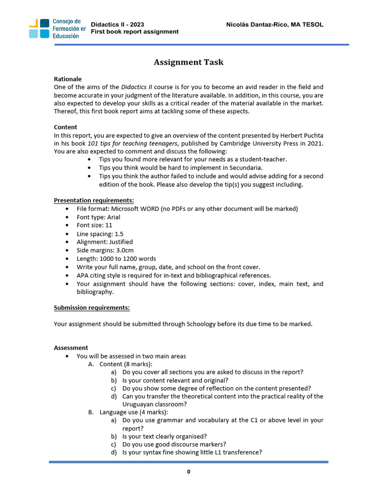 Student-Teachers' Book Report Guide | PDF | Language Arts & Discipline