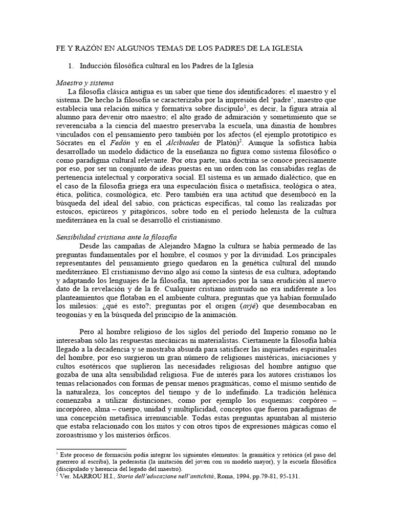 Filosofía y Fe en Padres de la Iglesia | PDF | Platón | Teología