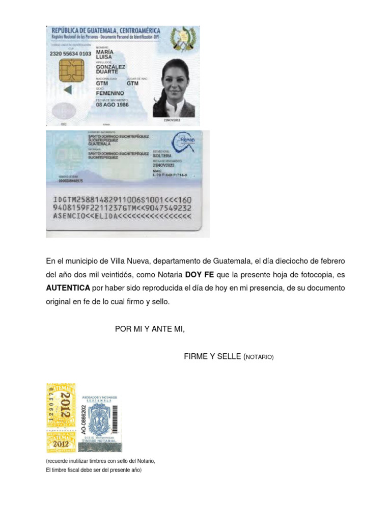 Acta de Legalización de Copia de Documento U | PDF