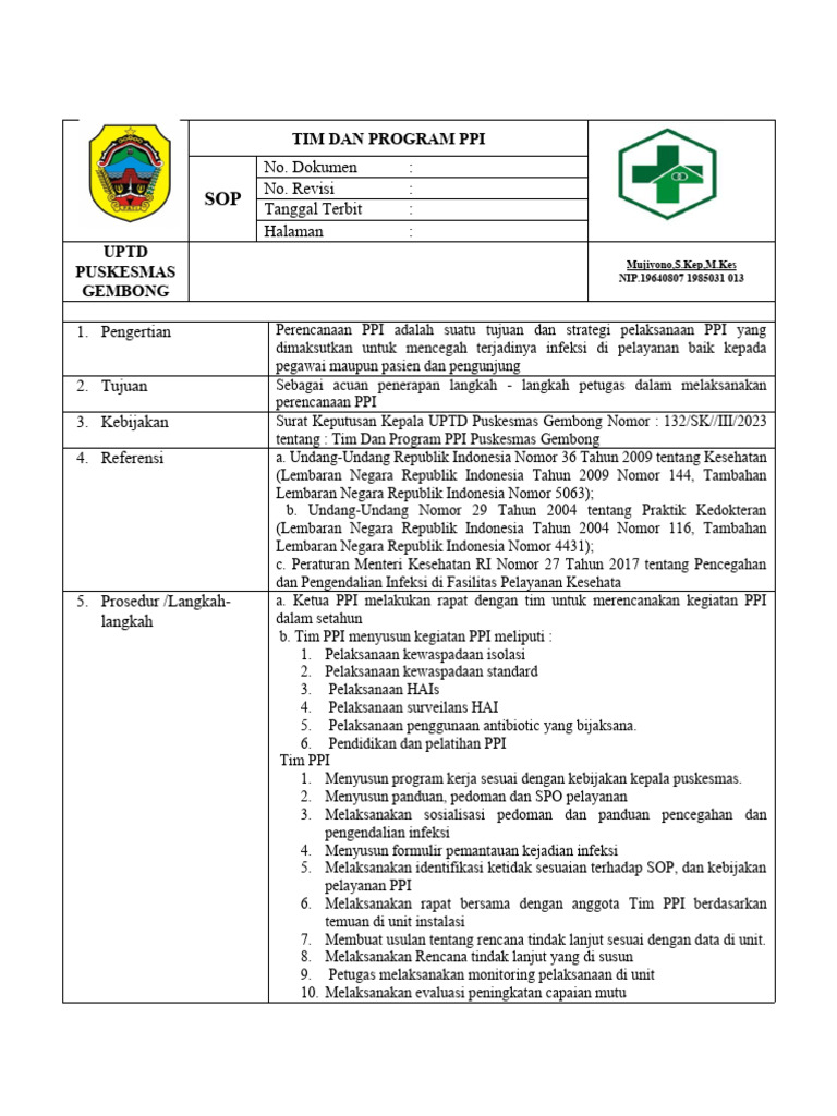 Sop Tim Program Ppi | PDF