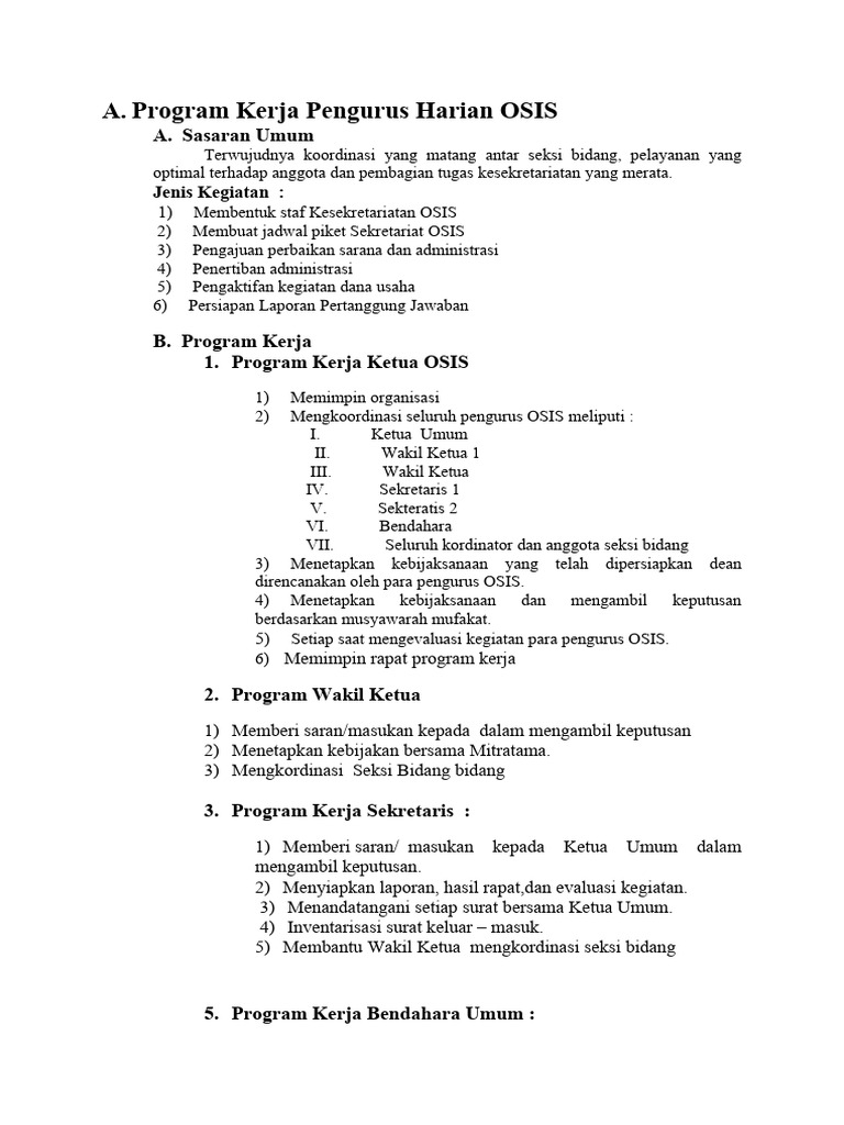 Program Kerja Osis | PDF | Karier & Perkembangan