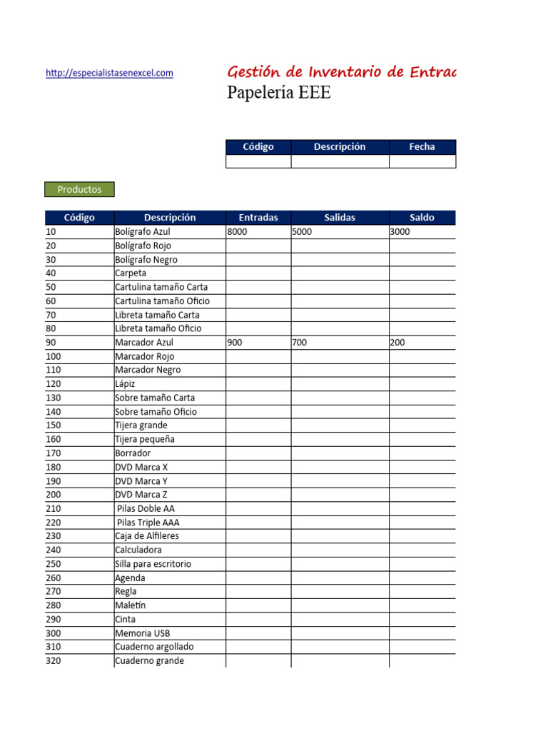 CTE - Gestión de Inventario de Entradas y Salidas en Excel con Macros - 2 de 3 | PDF
