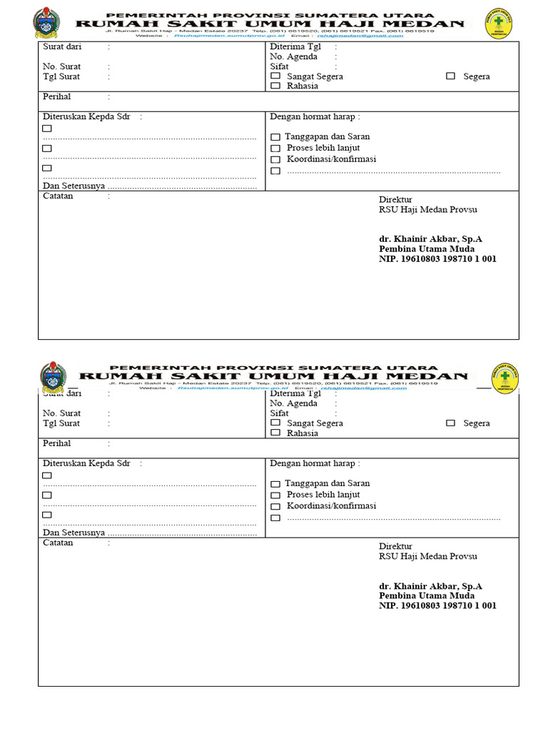 Contoh Format Disposisi Surat Masuk | PDF