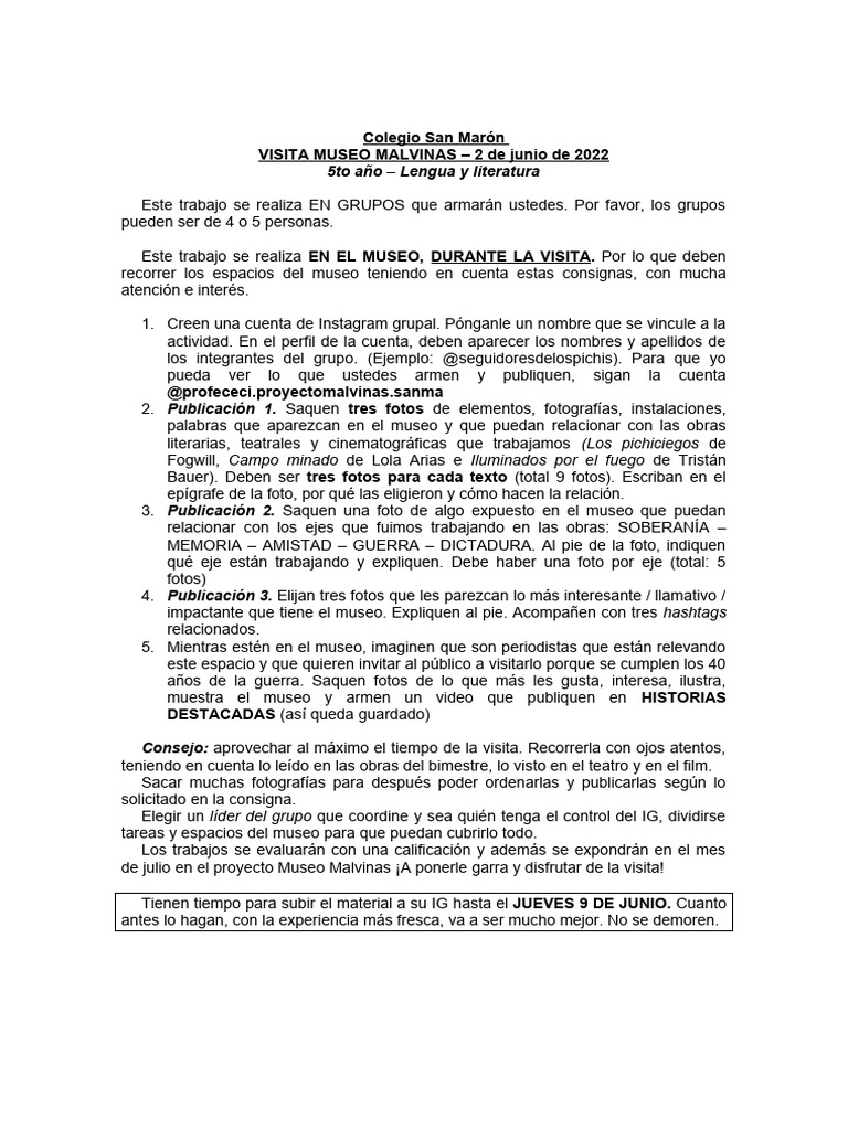 TP Visita Museo Malvinas | PDF | Arte