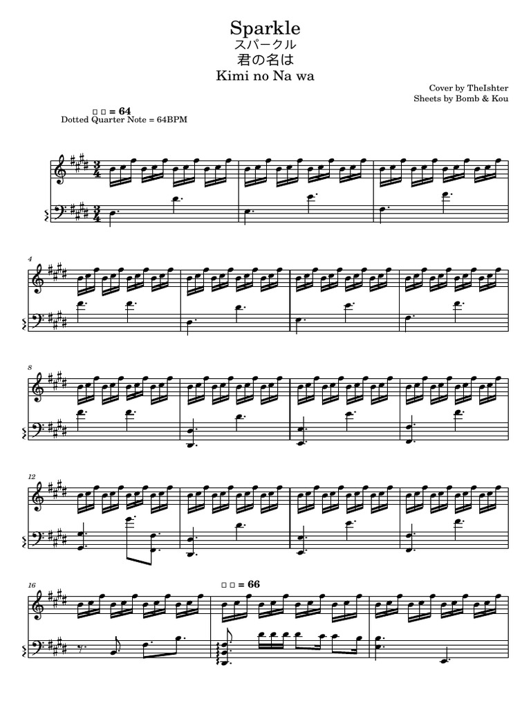 Kimi No Na Wa Sparkle TheIshter Full Sheets | PDF