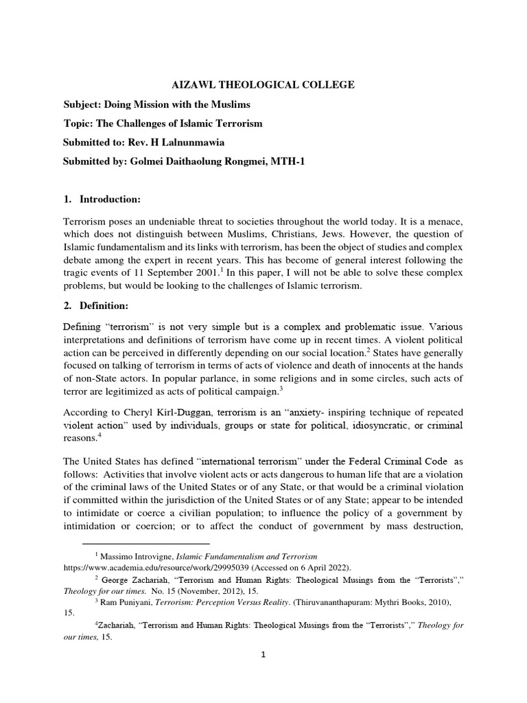 The Challenges Of Islamic Terrorism Pdf Islamic Terrorism Extremism