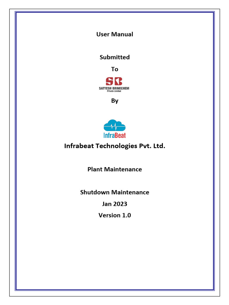 PM - Usermanul - Shutdown Maintenance | PDF | Menu (Computing) | Logistics