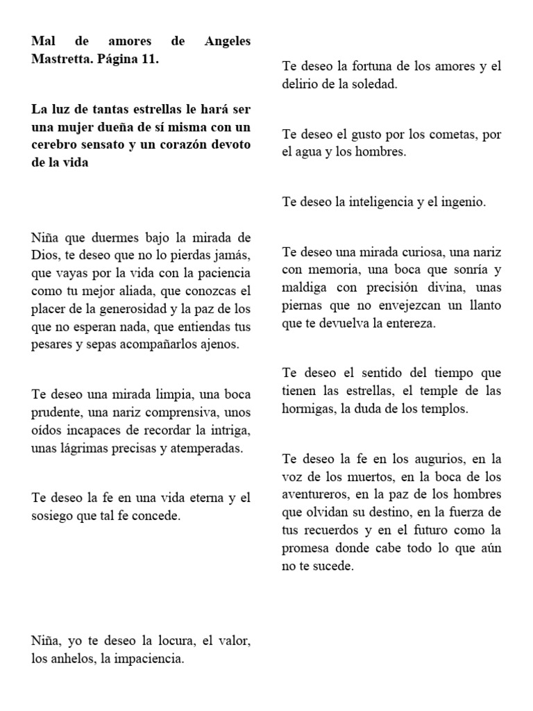 Mal de Amores de Angeles Mastretta | PDF