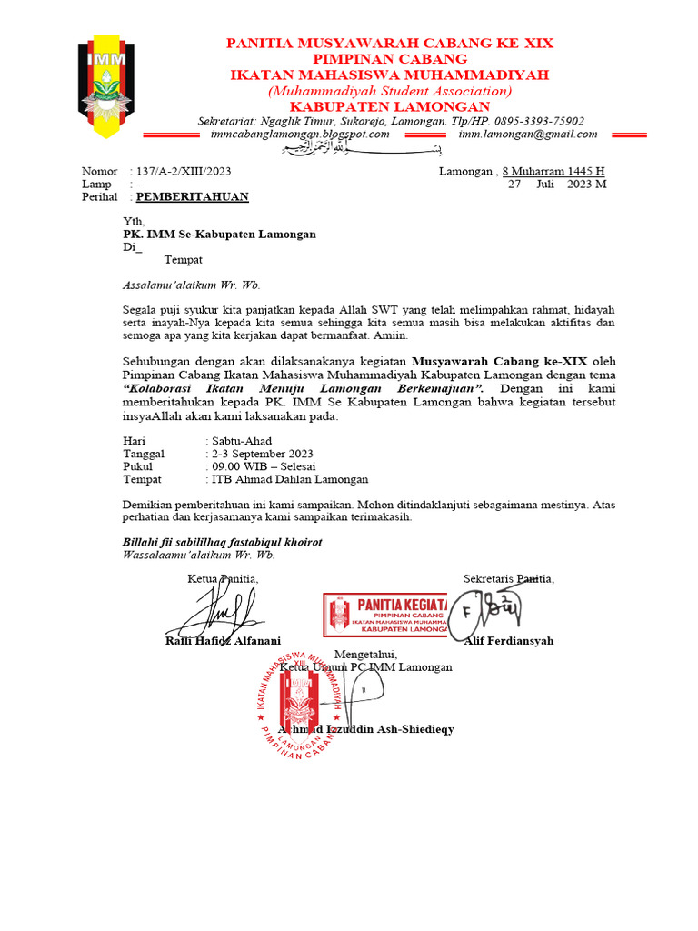 Logo Muscab IMM Lamongan 2023 | PDF