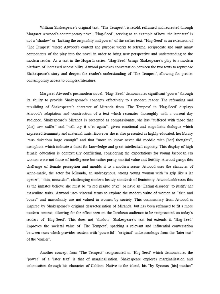 English Module A Essay | Download Free PDF | The Tempest