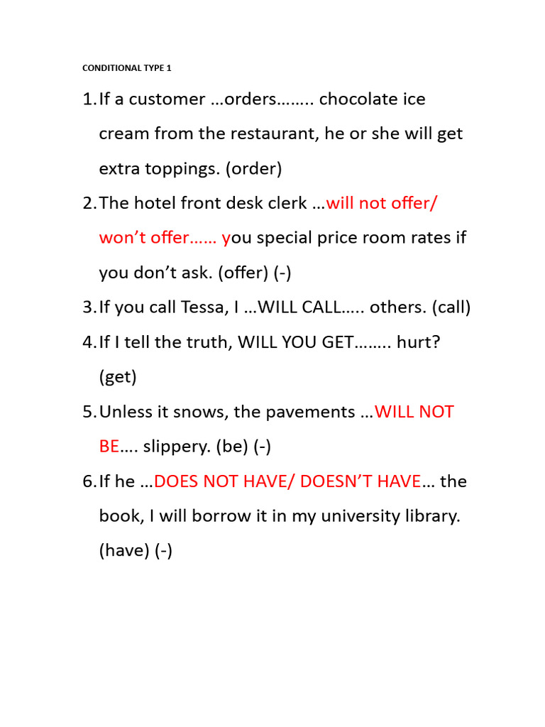 Soal Conditional Sentences Type 1&2 | PDF
