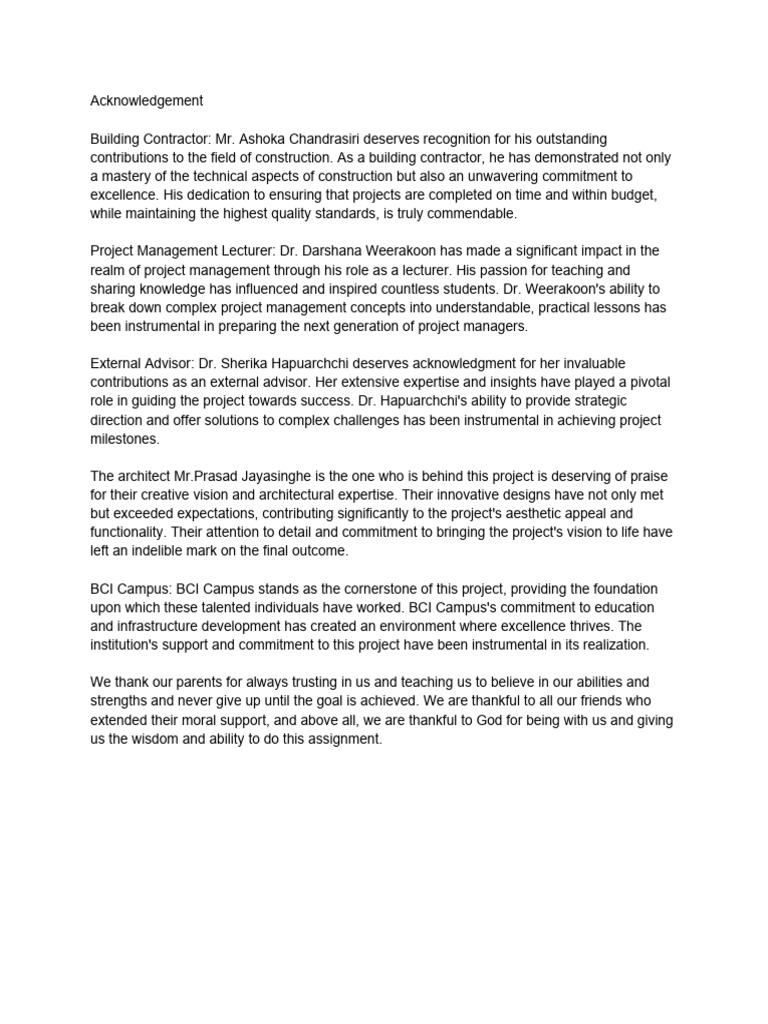 Acknowledgement Pdf