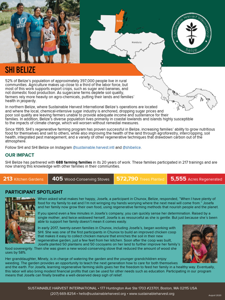SHI Belize Fact Sheet 2020 | PDF | Agriculture | Sugarcane