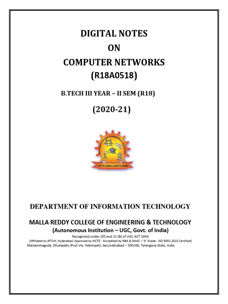 Computer Networks (R18a0518) | PDF | Computer Network | Network Topology
